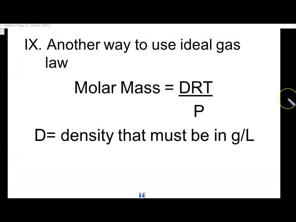 Ideal Gas Law (MM=DRT/P)