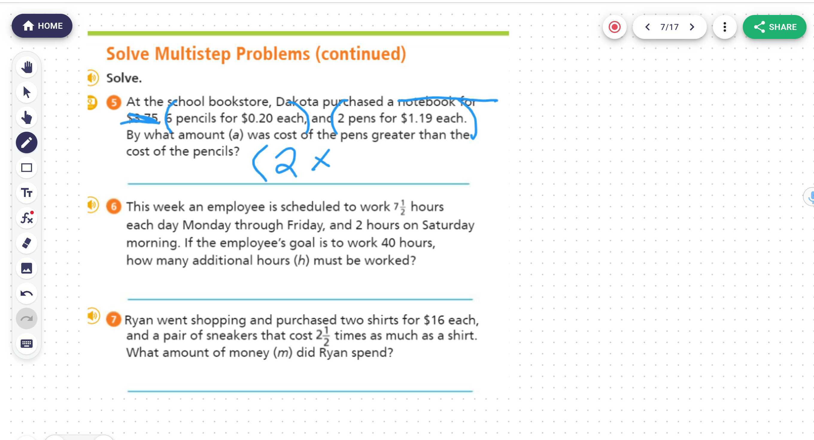 Lesson 6-9 Part 2 Multistep Word Problems