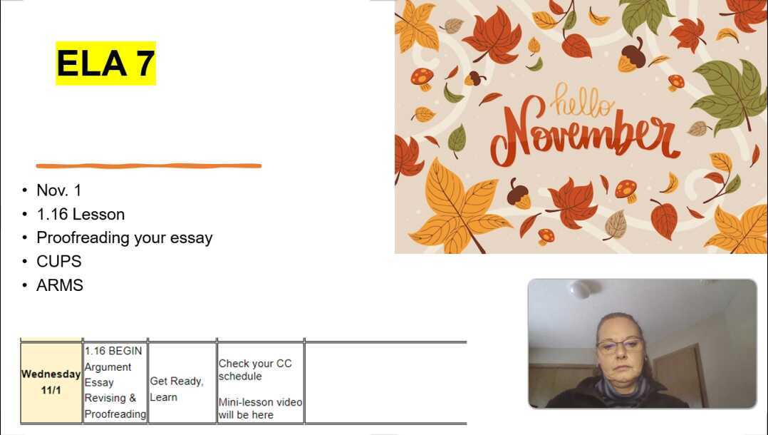 ELA 7-Wed., Nov 1--1.16 Proofreading Your Essay