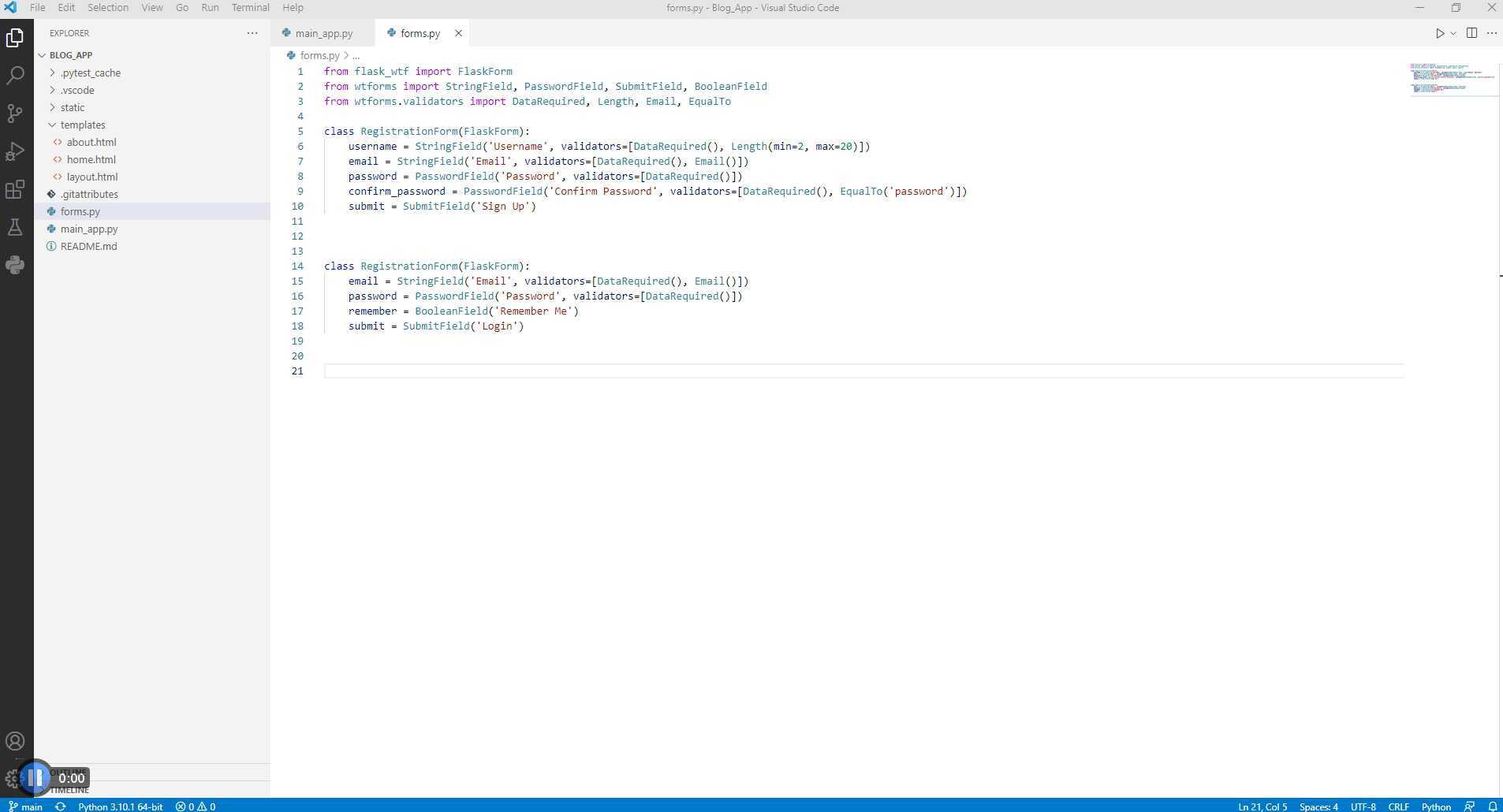 Flask Blog - Lesson 10 - Routes for Registration and Login Forms