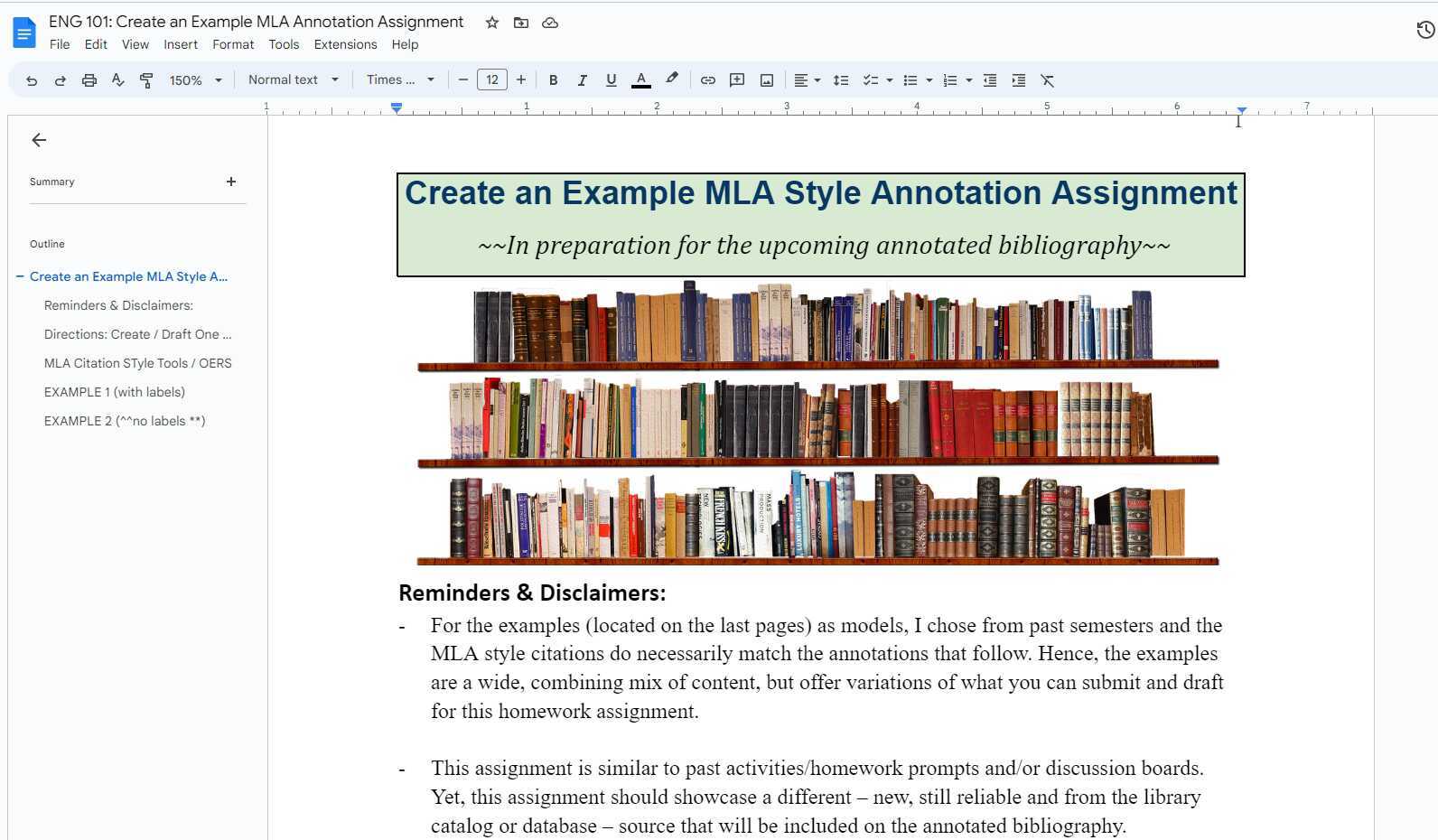 Annotated Bibliography Homework Assignment Directions