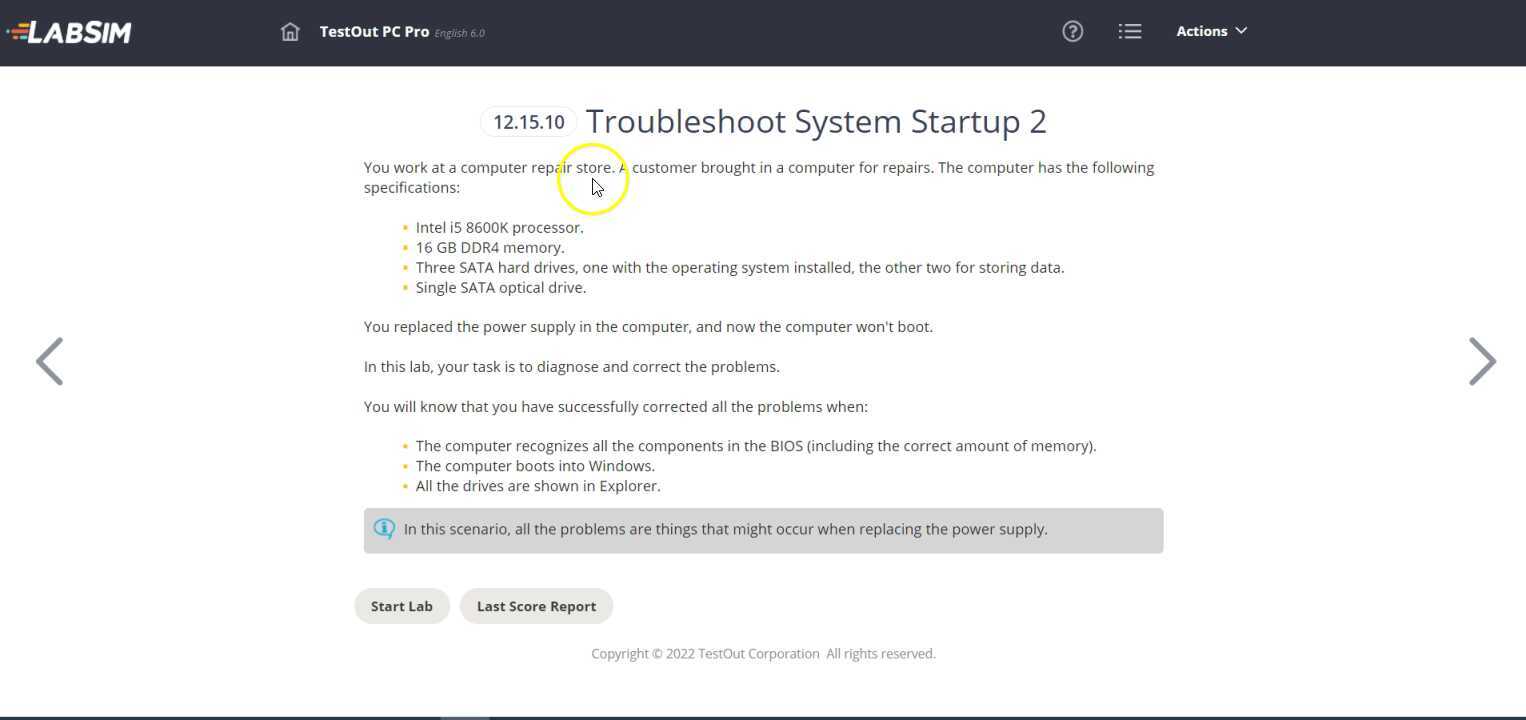 PC Pro Lab 12.15.10 Troubleshoot System Startup 2
