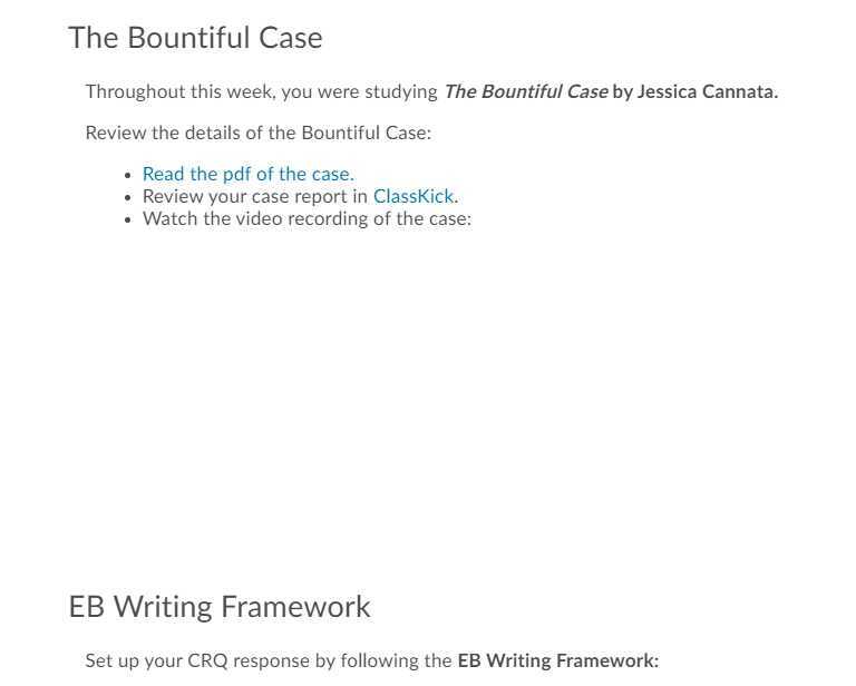 Instructions for CRQ: Bountiful Case