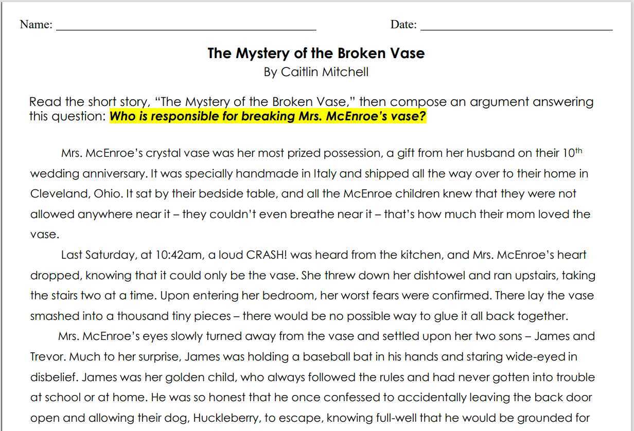 The Mystery of the Broken Vase