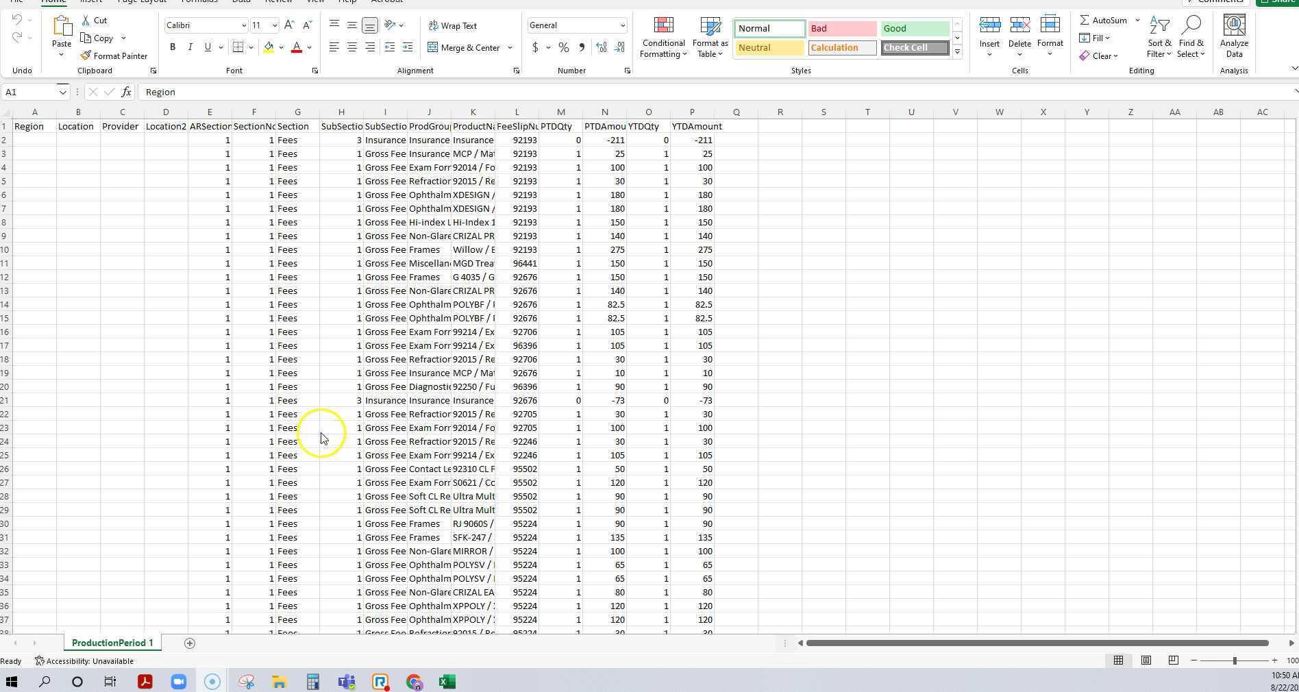 Pivot Table for totals 08222022