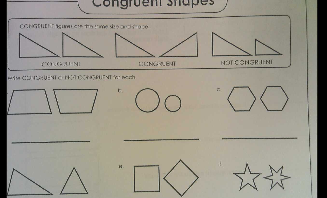 Congruent Vs. Not Congruent Worksheet