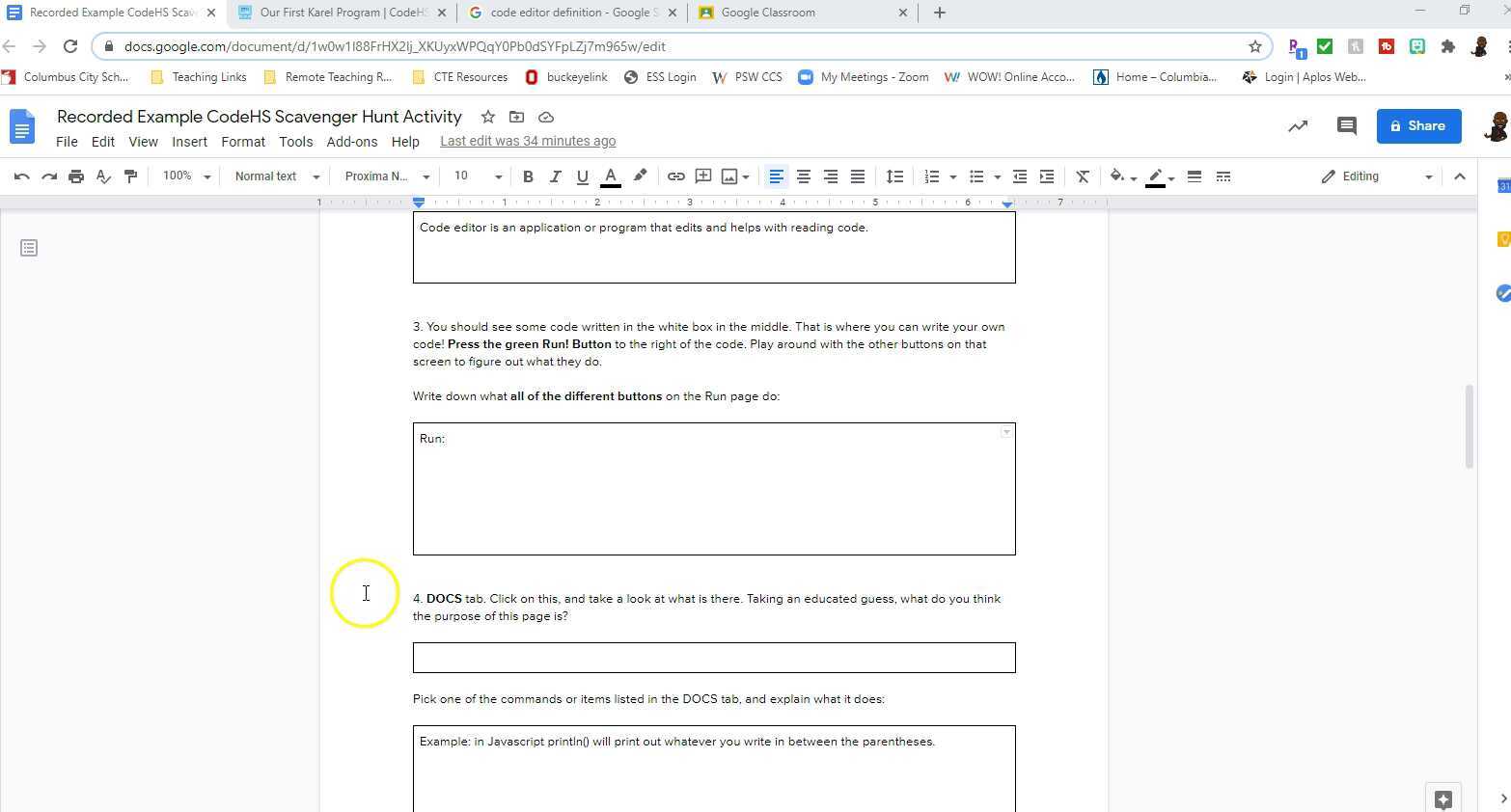 Part 2 CodeHS Scavenger Hunt Walkthrough