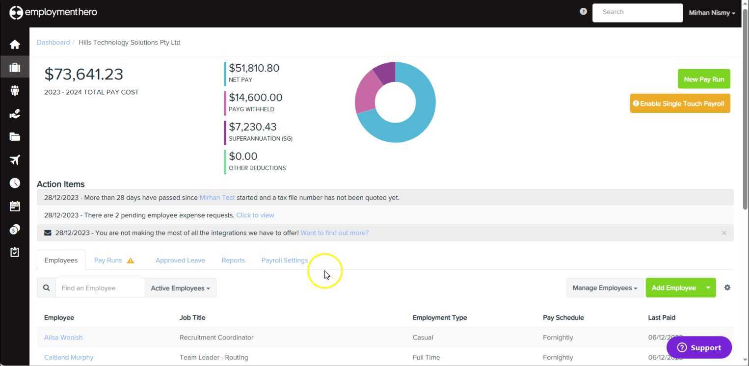 How to create timesheets in Employment Hero on behalf of an employee