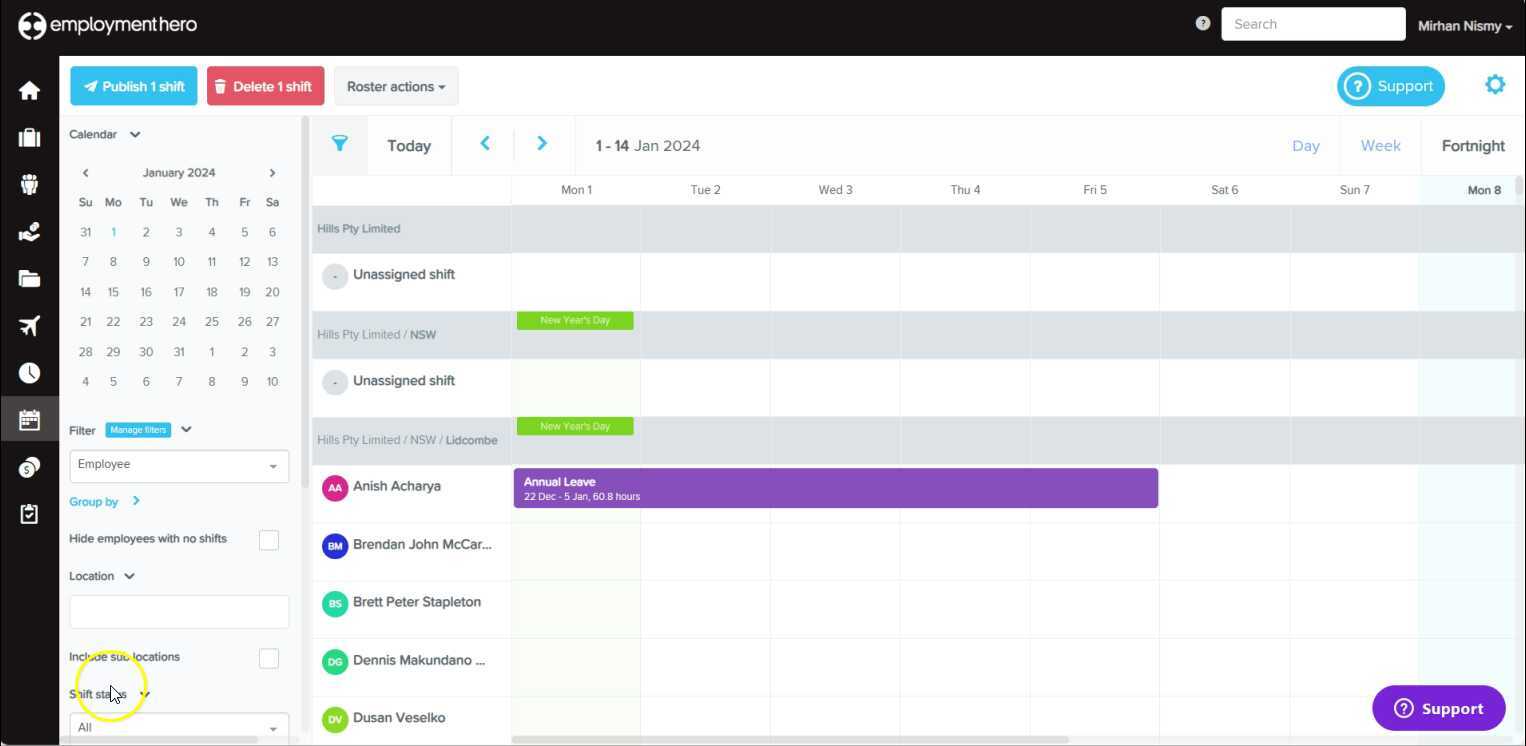 How to apply a roster template and assign employees (Example: Logan ...