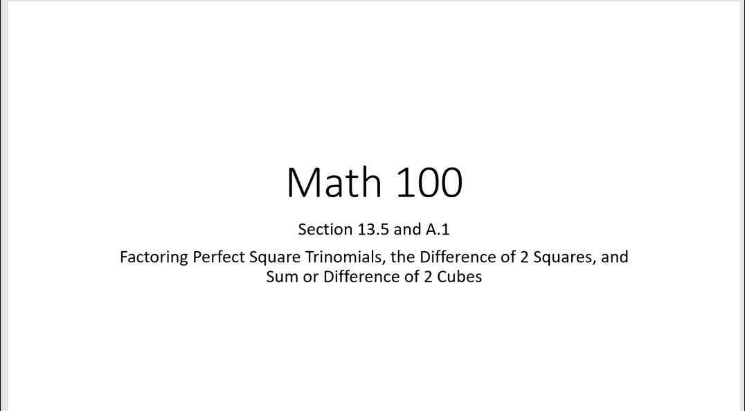 MTH 100 Module 2 13.5 & A.1