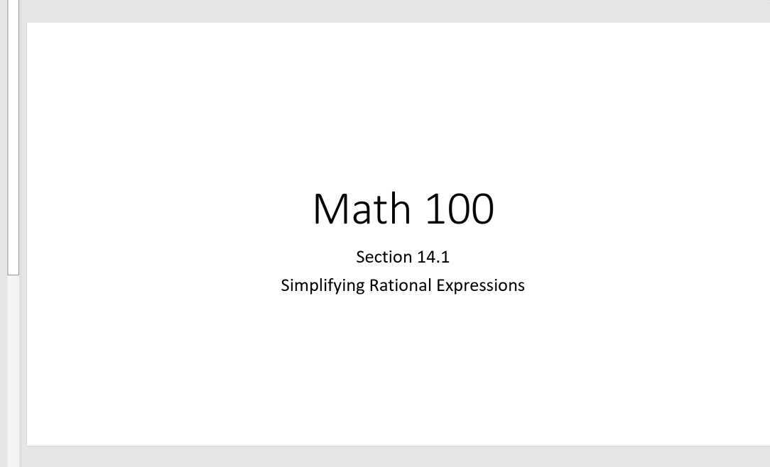 MTH 100 14.1-14.3