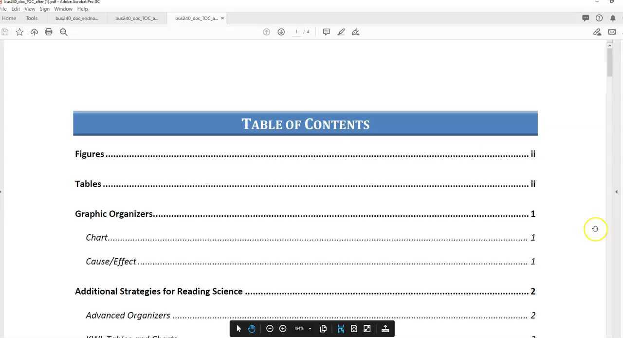 New Captioned Table of Contents