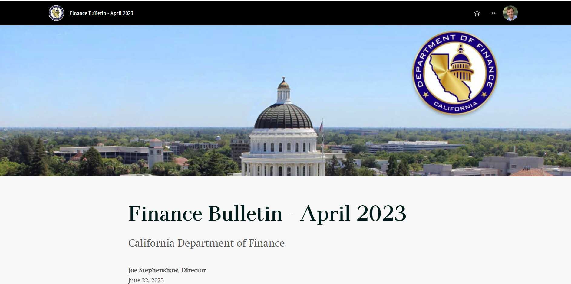 finance bulletin draft v1 overview