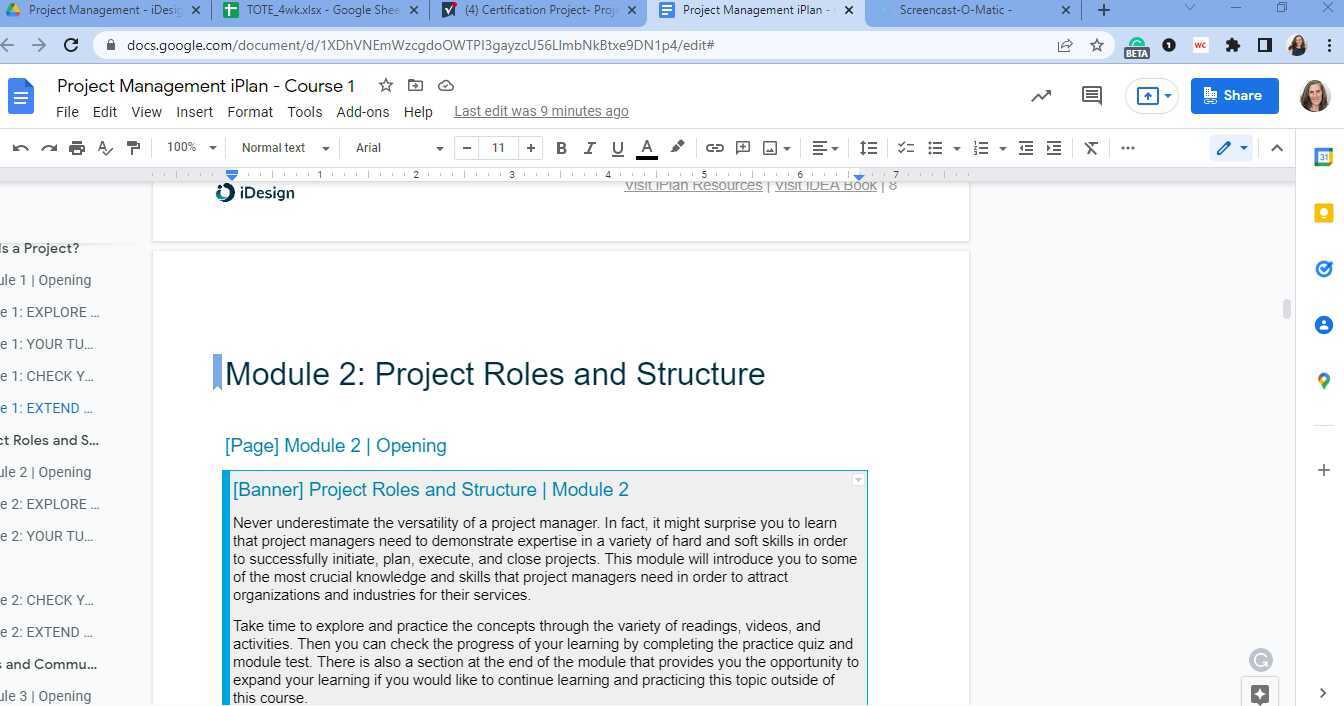 CE Handoff: Prof Certs | PM Course 1 | Modules 2-4
