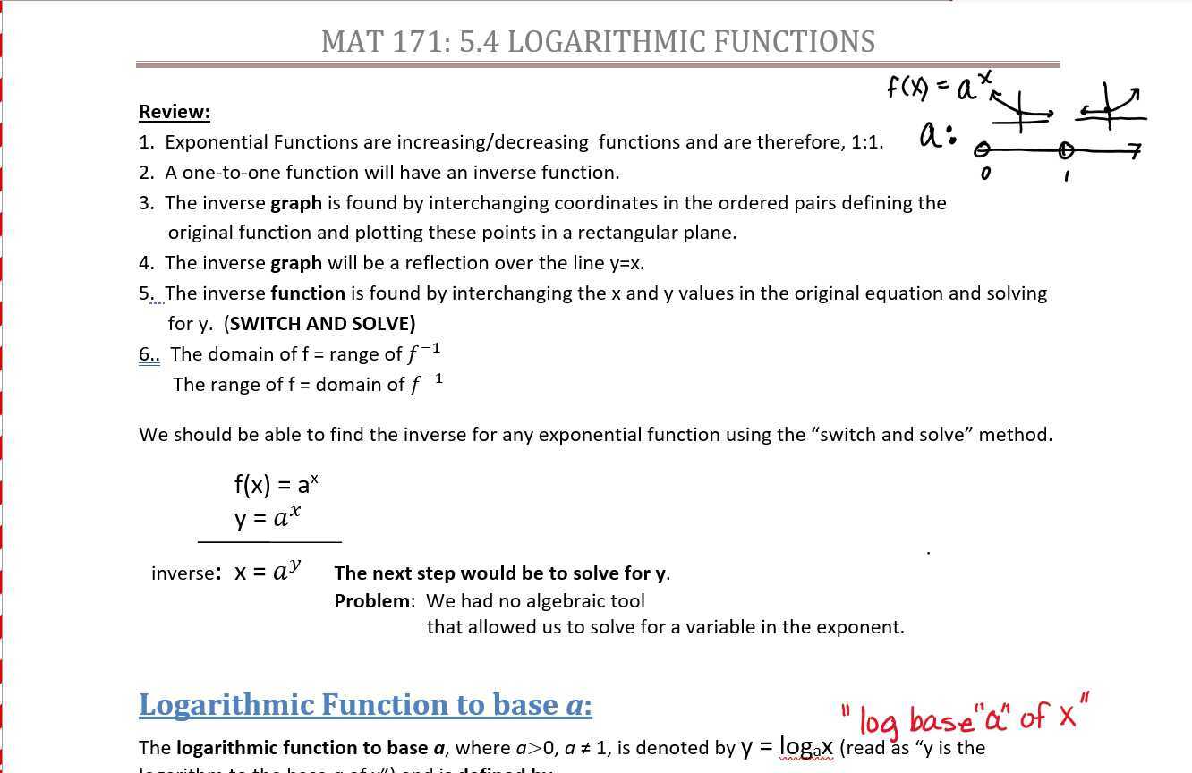 MAT 171: 5.4 Logarithmic Functions Part 1
