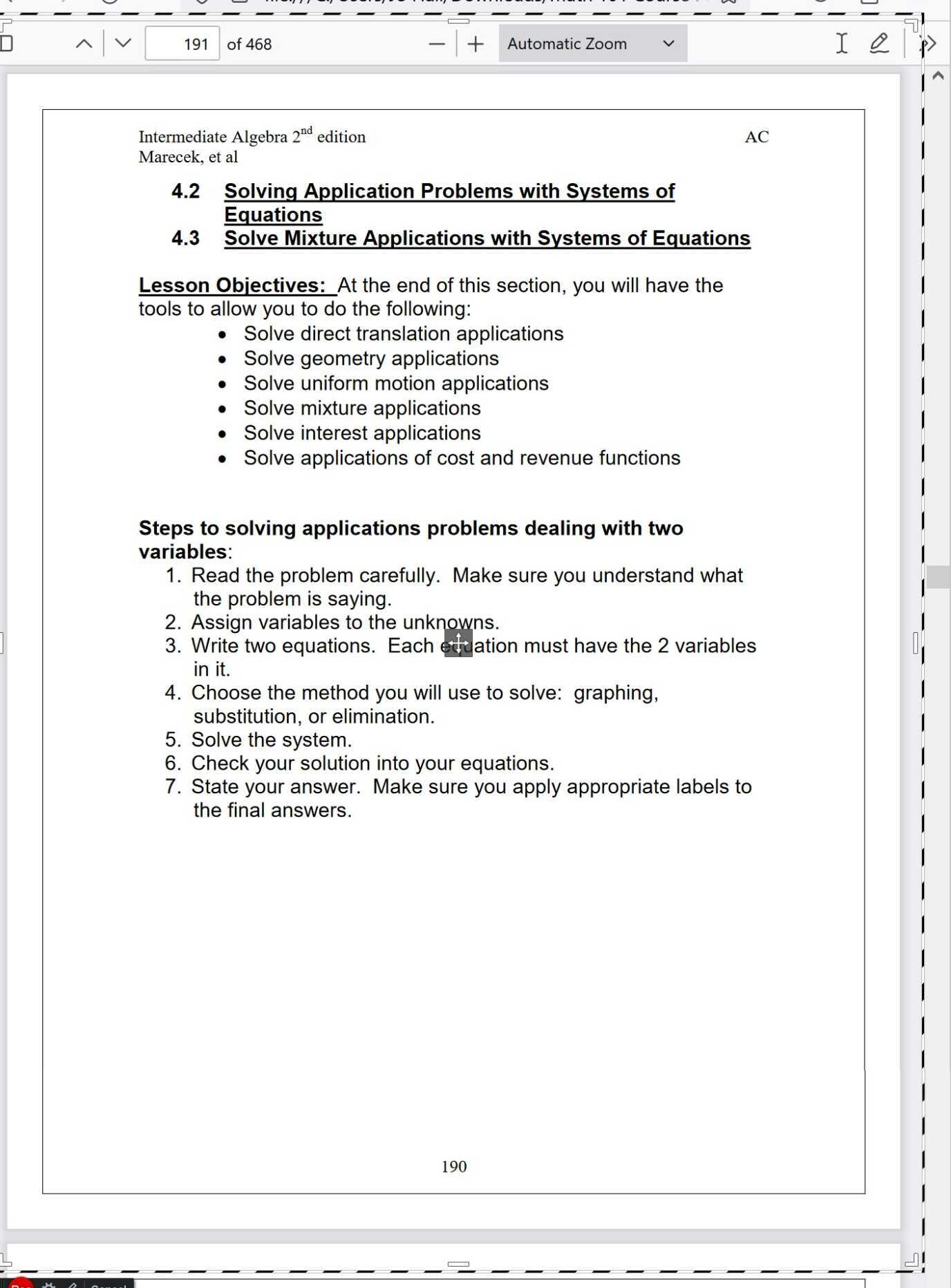 Section 4.2/4.3 (Application Problems) Part 1