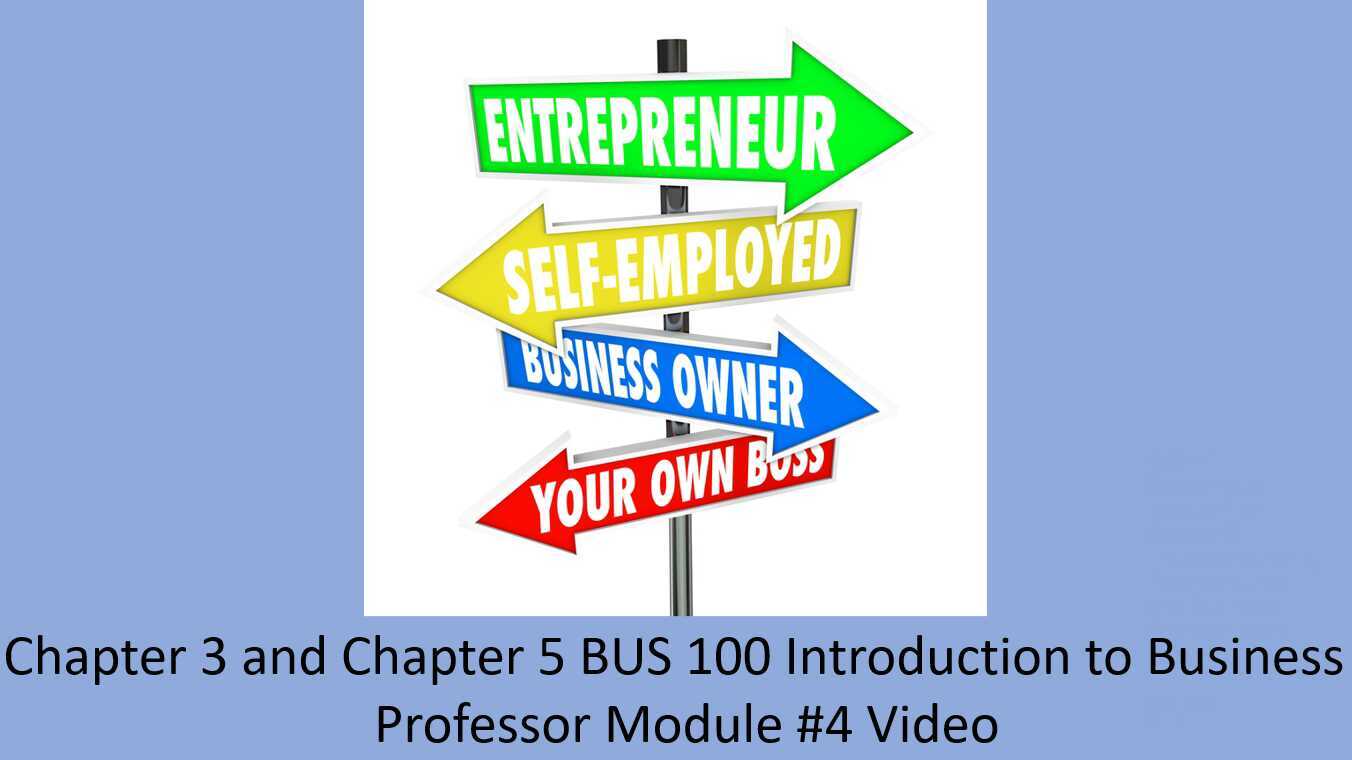 BUS100 Chapter 3 & Chapter 5 Professor Module #4 Video