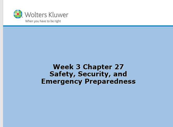 Chapter 27 Safety, Security and Emergency Preparedness