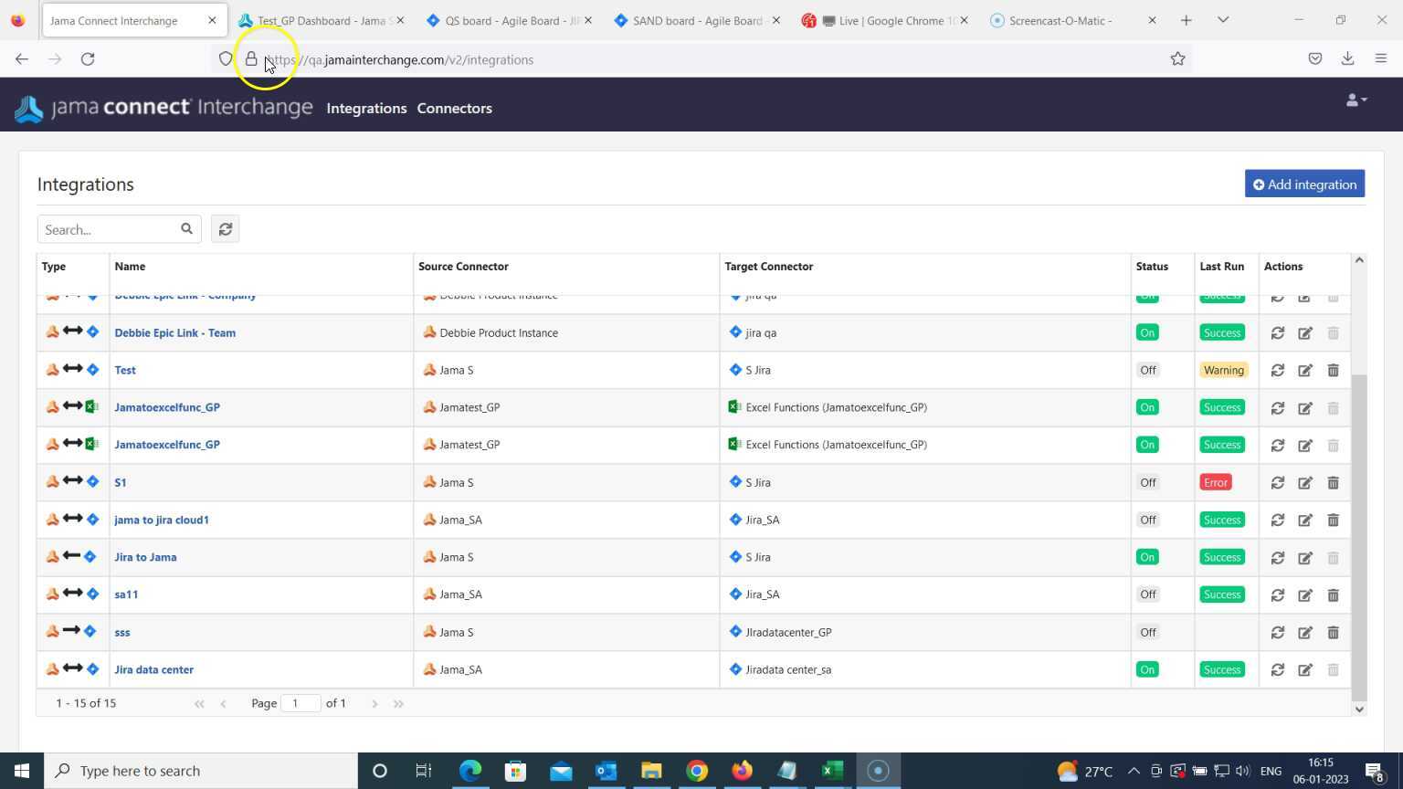 Table added on jama server with caption