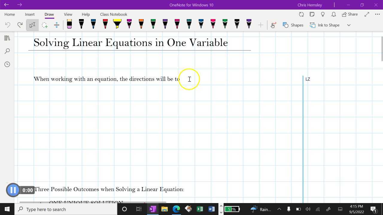 Solving Linear Equations in One Variable