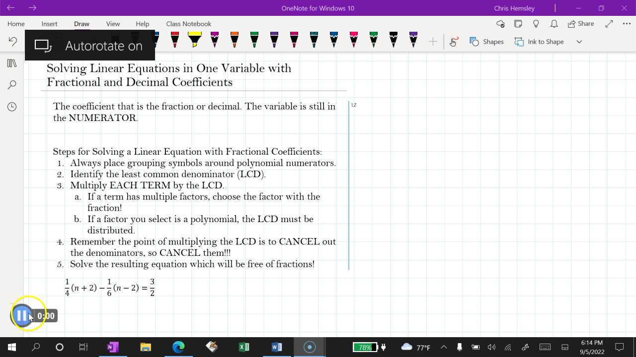 Solving linear equations with fractional and decimal coefficients