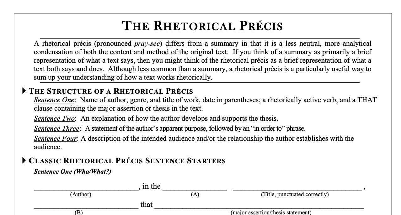 How to Write a Rhetorical Precis
