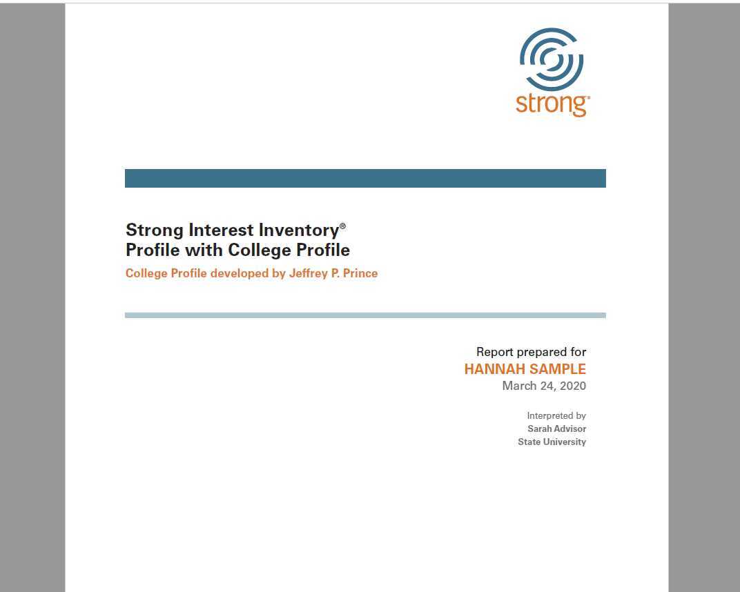 Strong Interest Inventory Results Debrief
