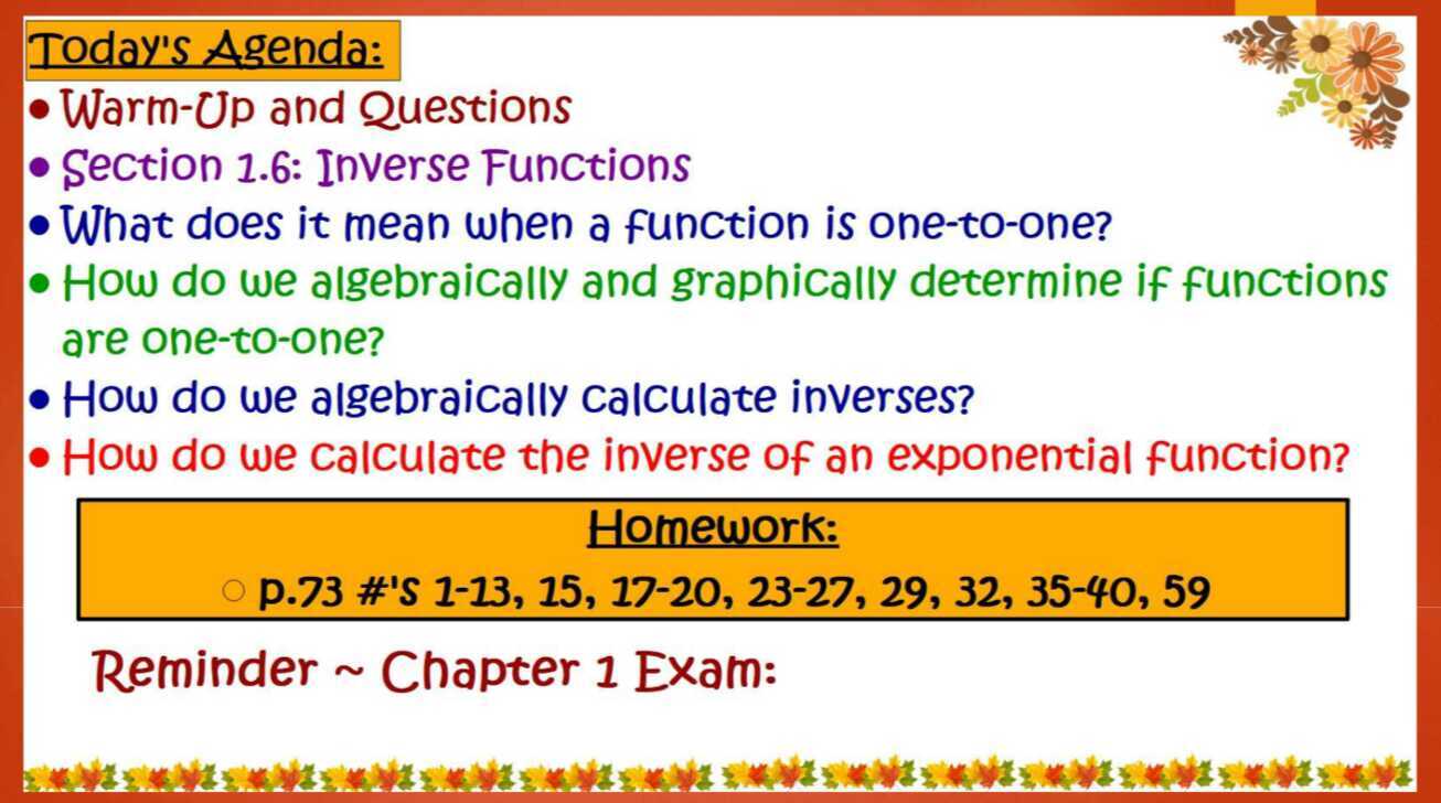 AP Calculus AB Section 1.6: One-to-One Functions