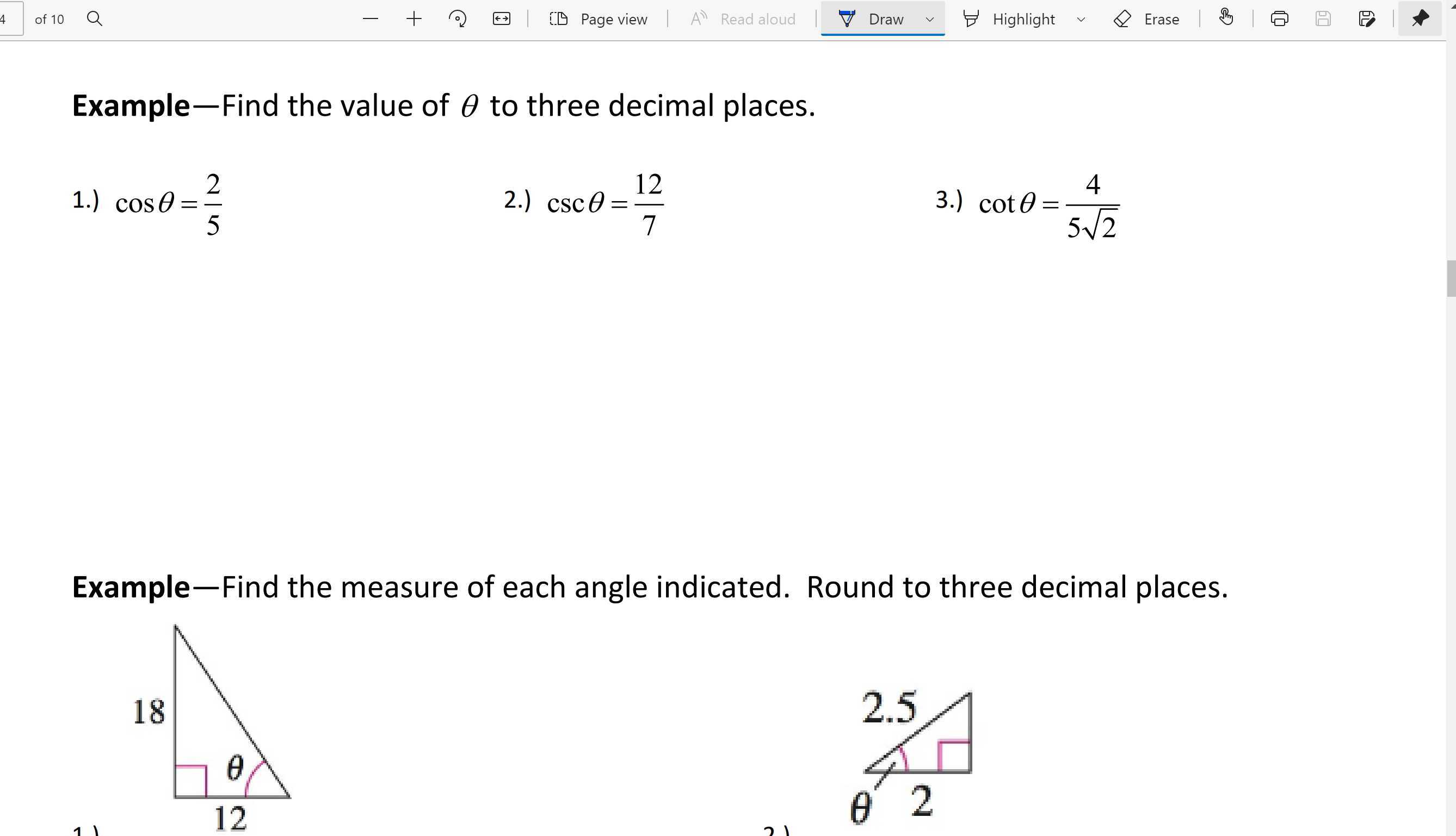 Finding angle in right triangle