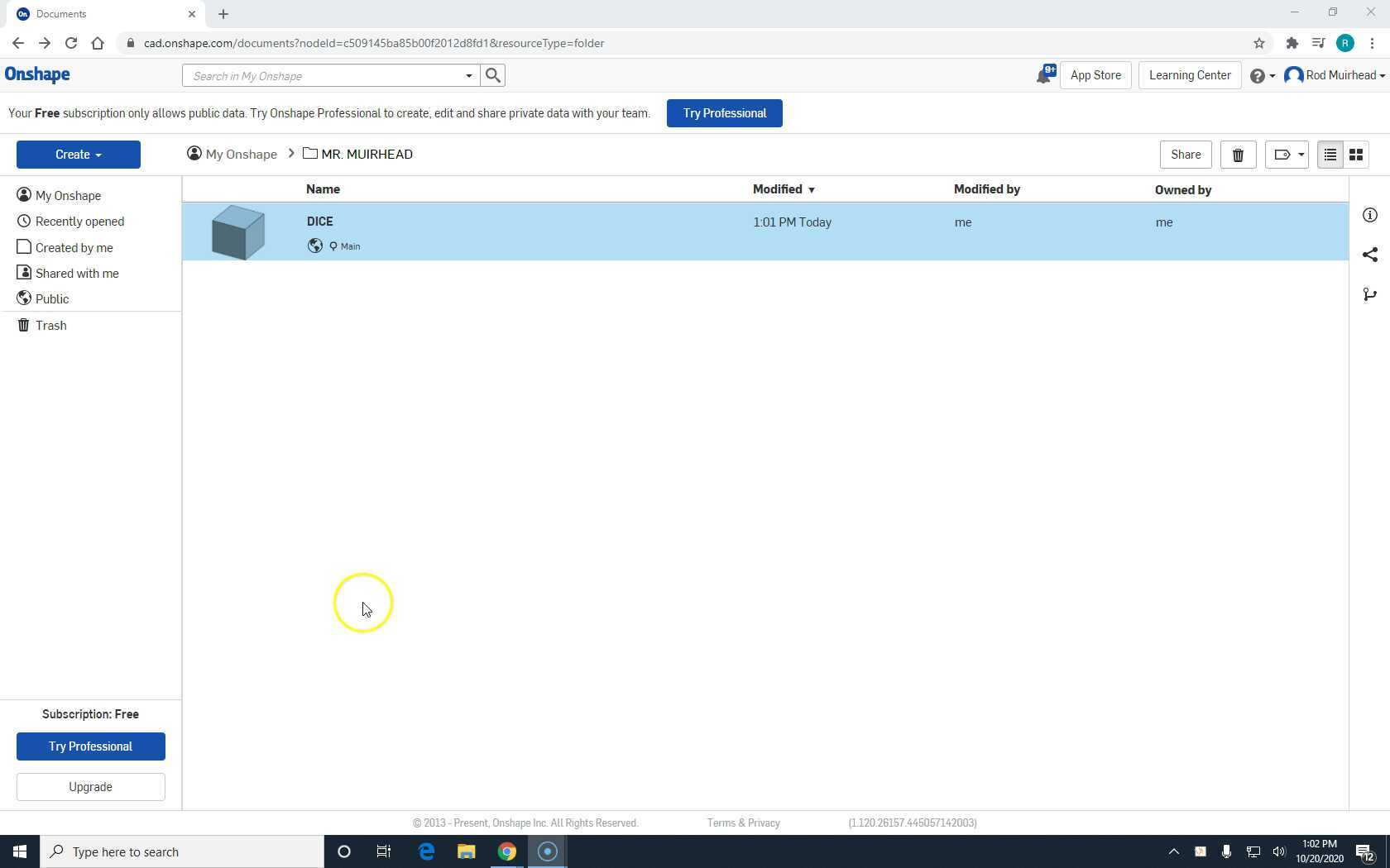 DICE DIMPLE 1 ONSHAPE 2