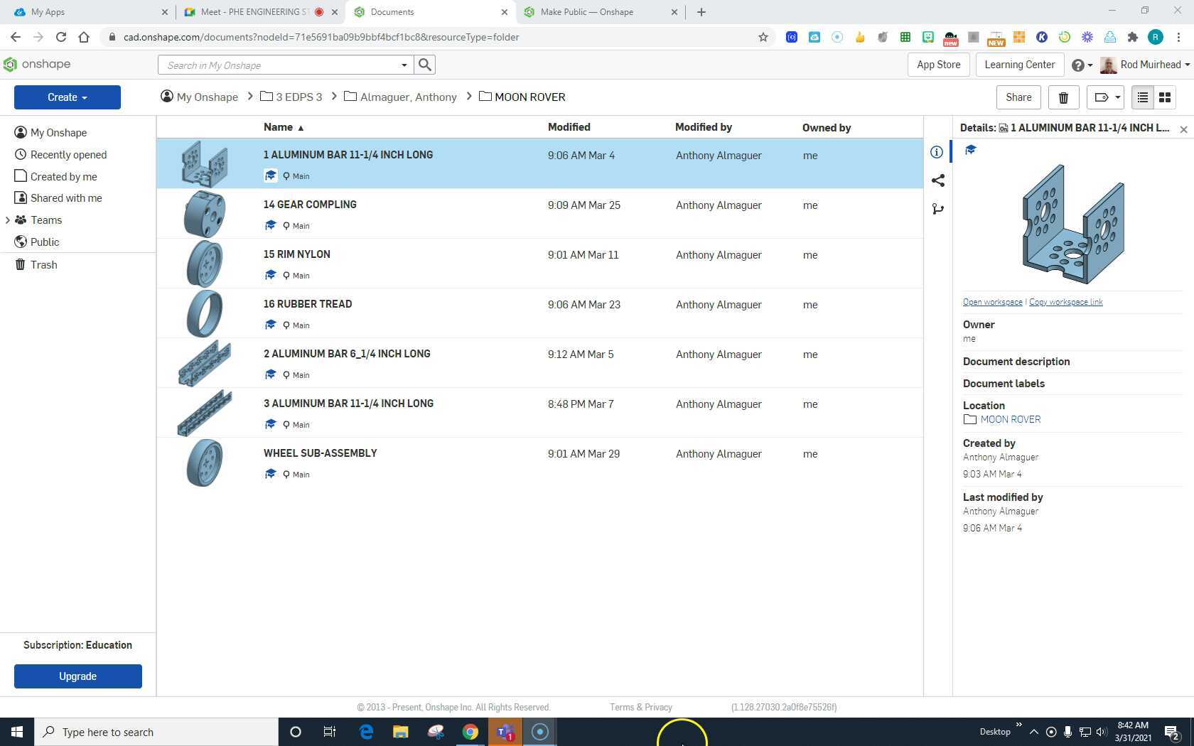 Make Public Student Can Work Now in Onshape