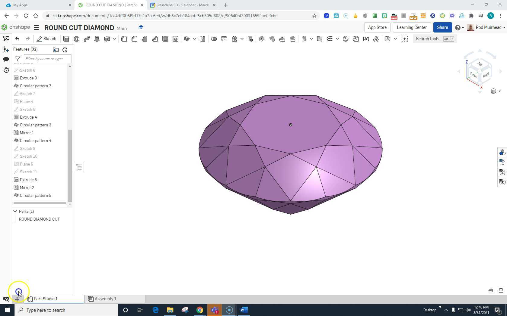 DIAMOND ROUND CUT ENGINEERING DRAWING