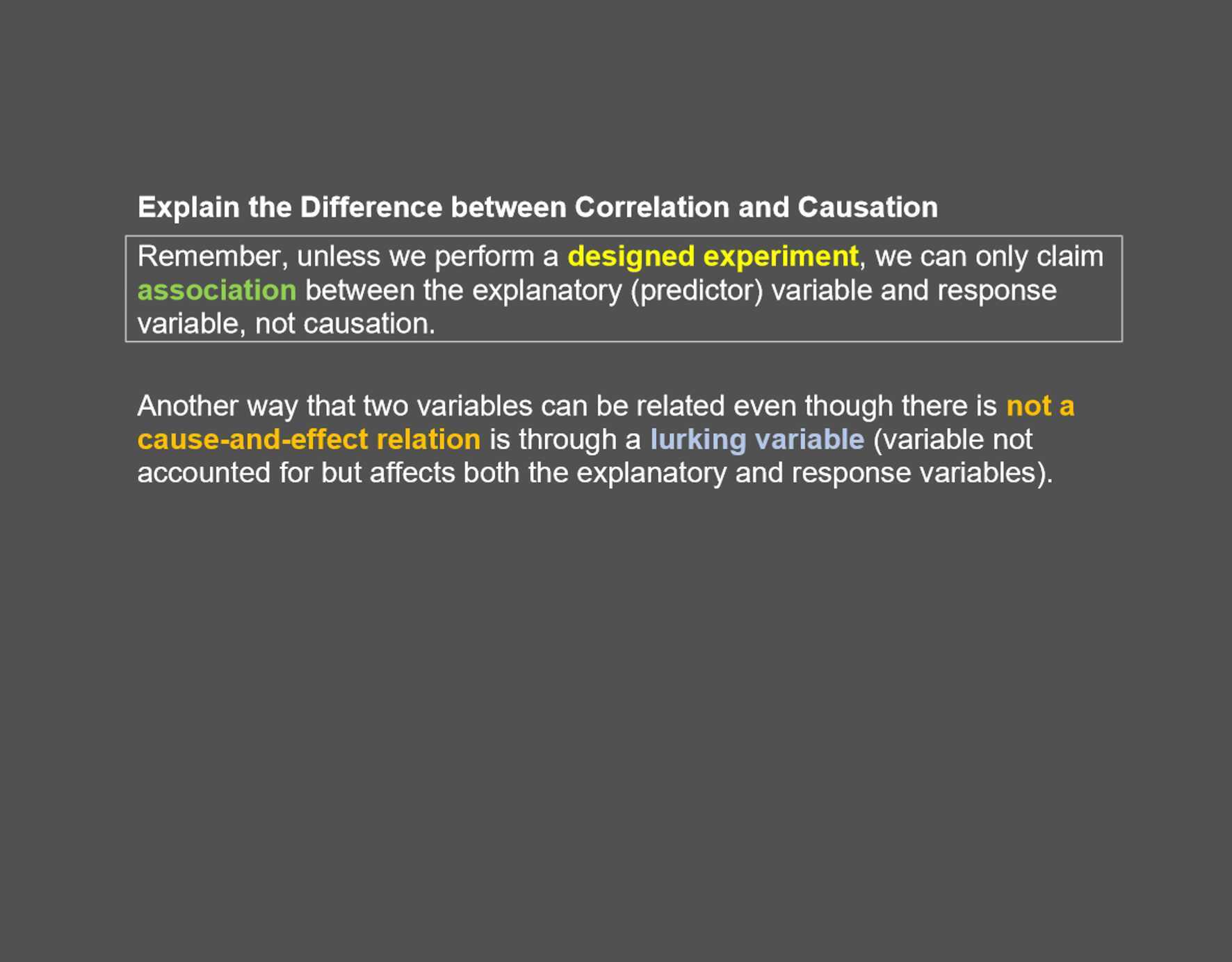 Correlation versus Causation