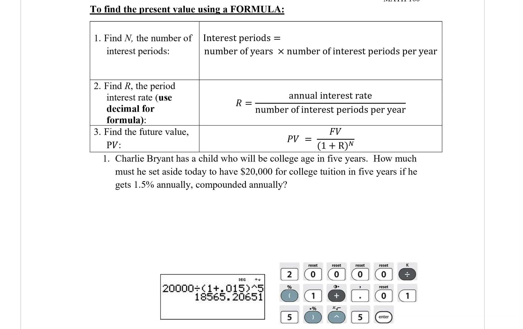 13.2 Present Value Using a Formula