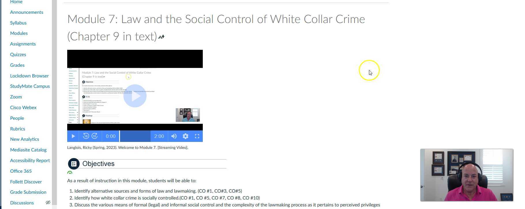 Welcome to Module 7/Chapter 9 Lecture/WCC