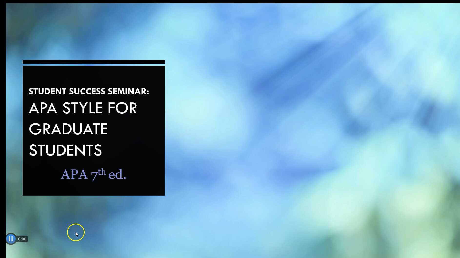 APA 7th ed. Graduate Student Writing Seminar