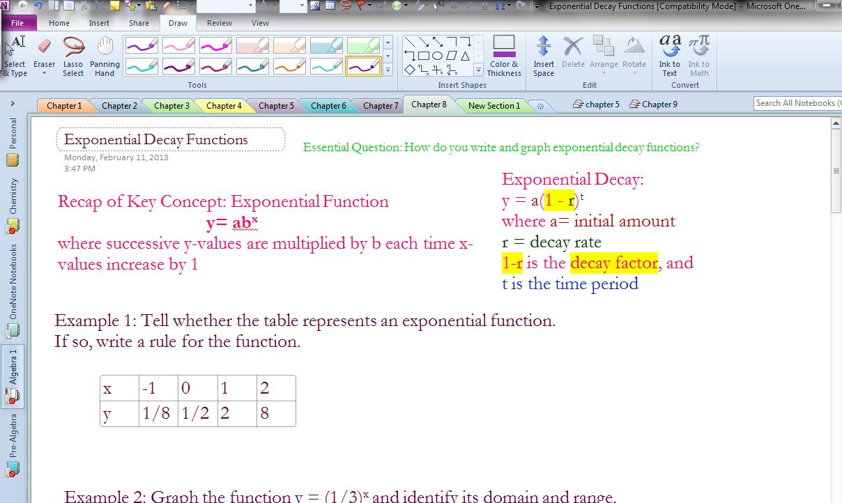 Exponential Decay Functions