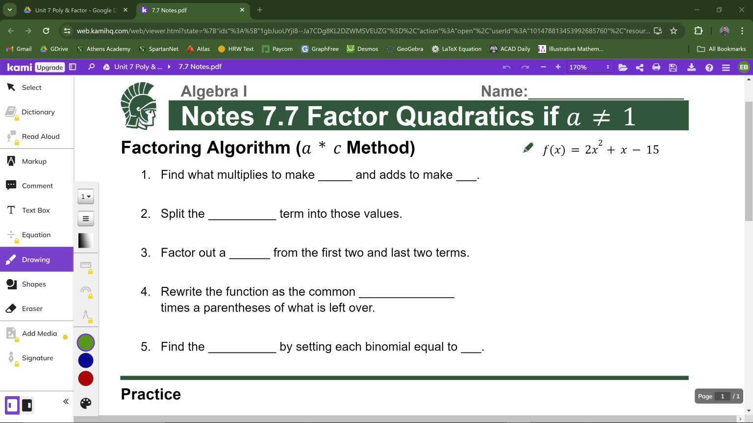 Alg 1 - Lesson 7.7