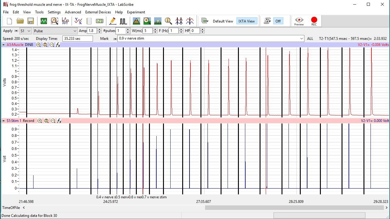Labscribe 3 scaling and isolating a myogram