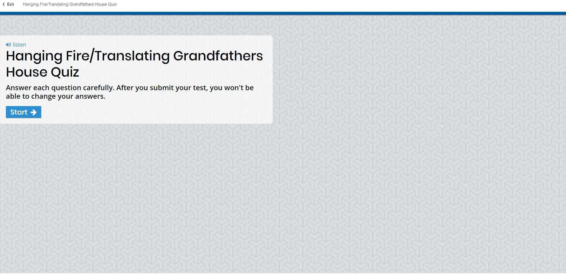 Hanging Fire/Transl Grandfather Quiz Read Aloud