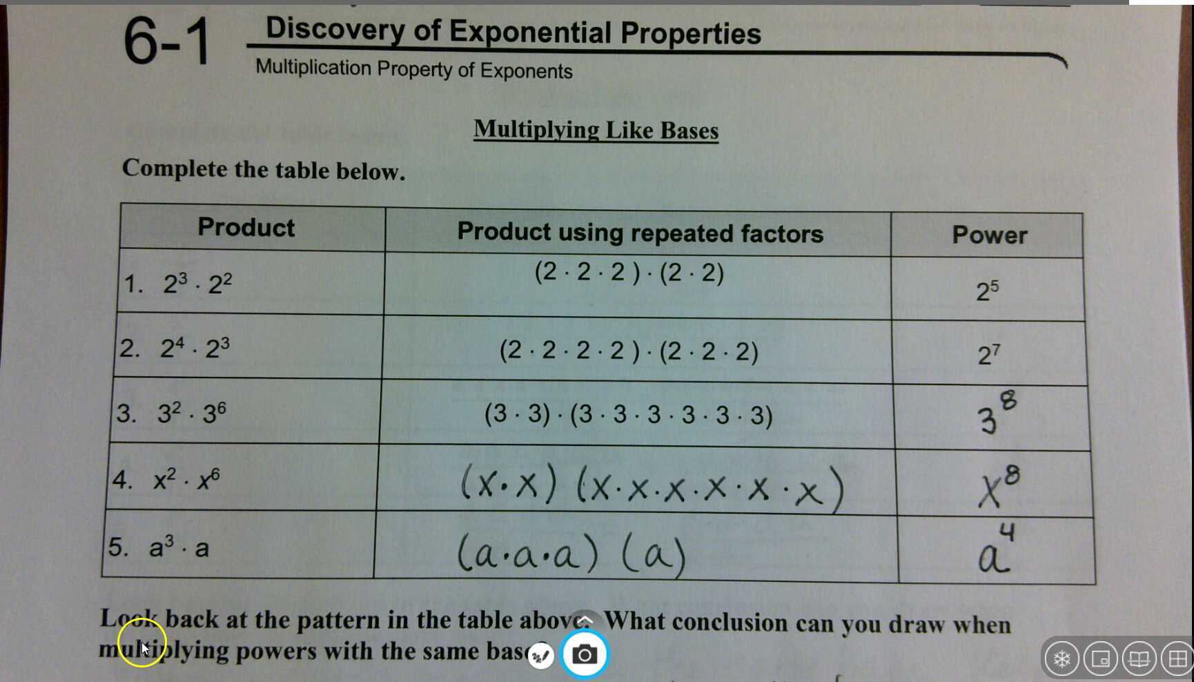 Discovery Key for Exponent Rules