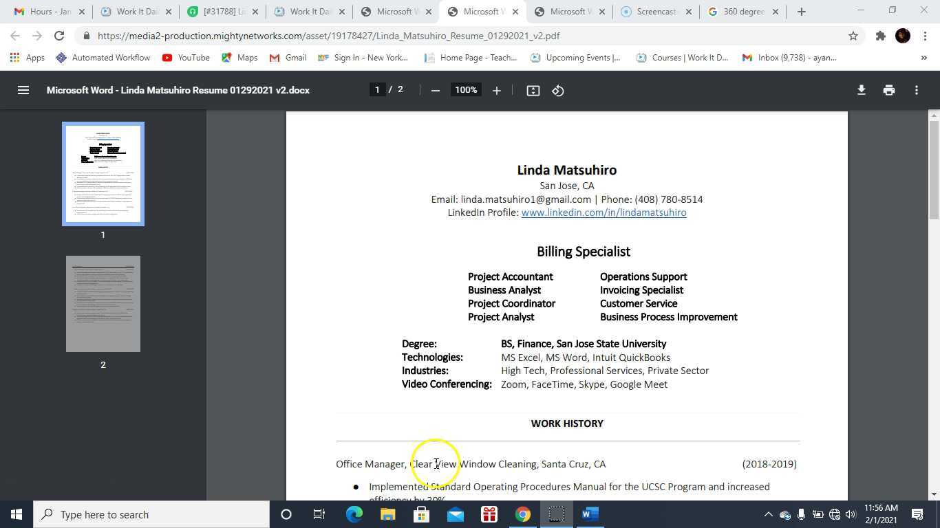 Linda - CV and Resume