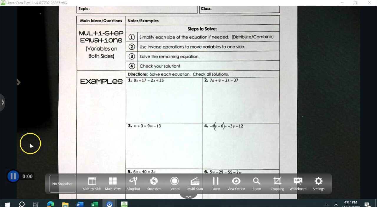 Multi-Step Equation Notes