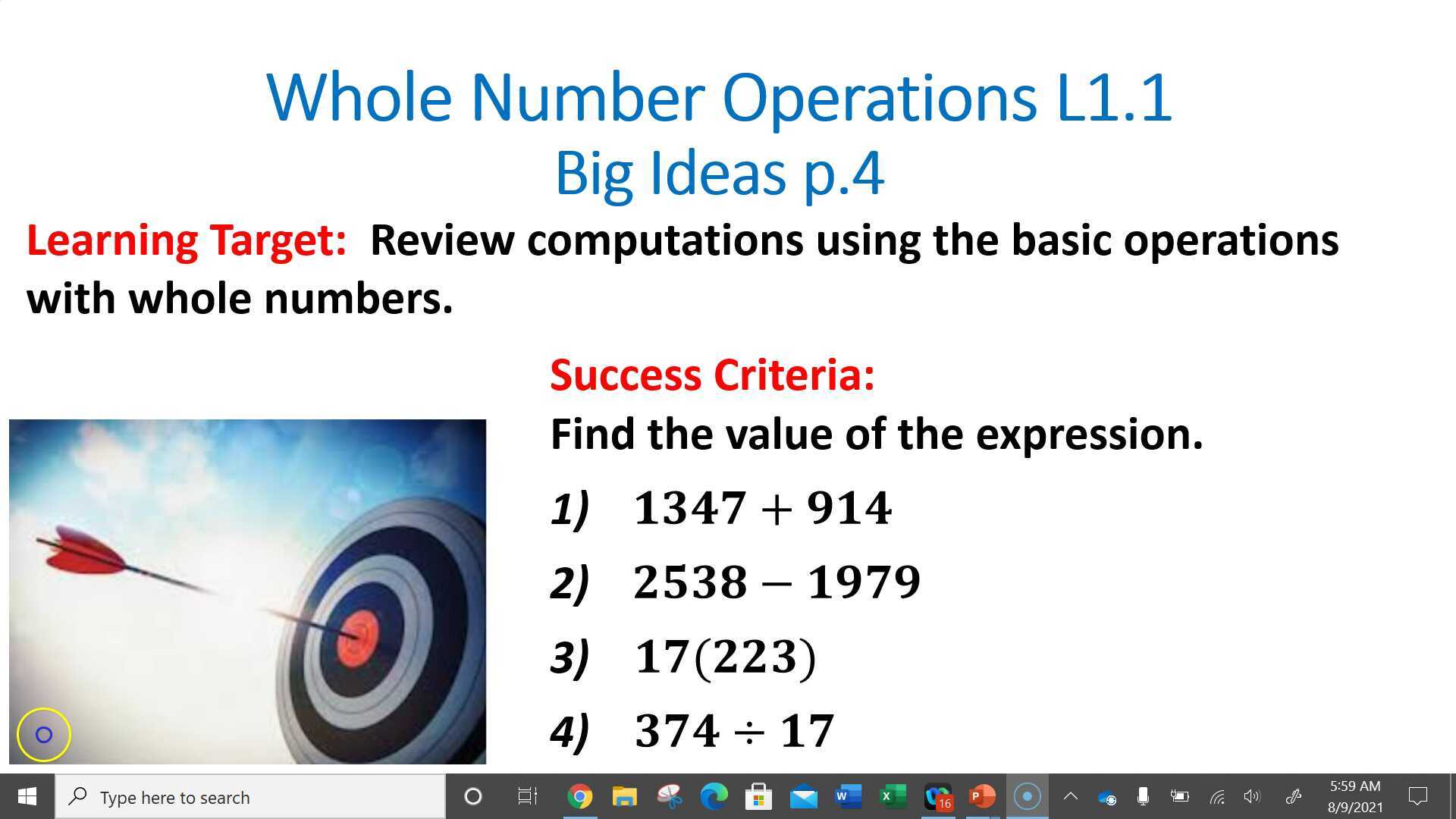L1.1 Operations w/Whole Numbers V1