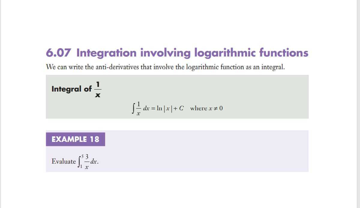 Integrating logarithmic functions Ex 6.07