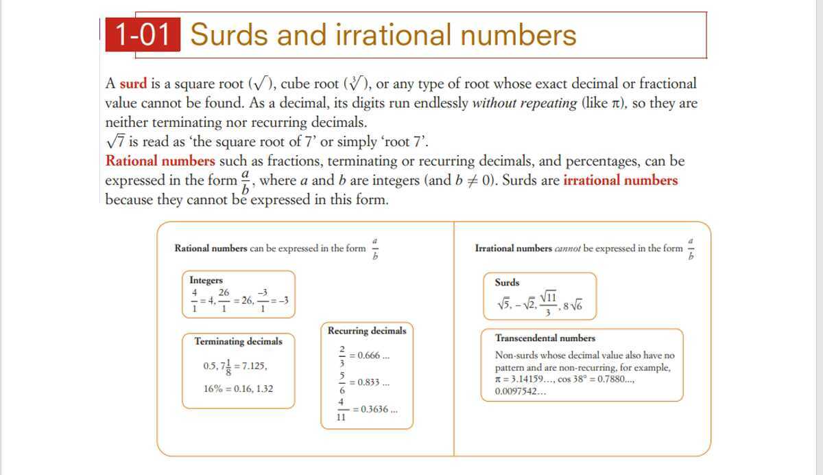 Ex 1-01 Surds & irrational numbers