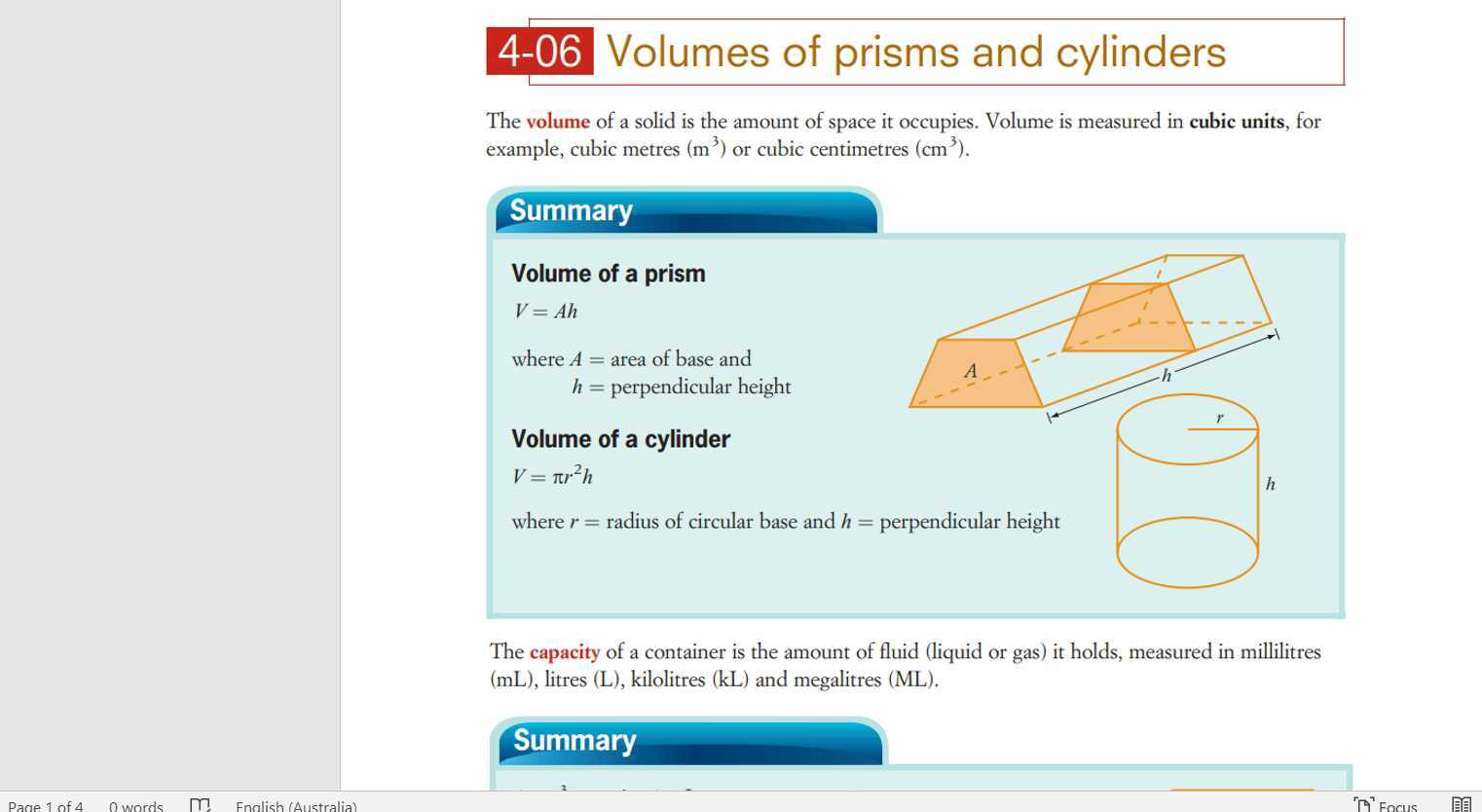 Ex 4-06 Volumes of prisms & cylinders