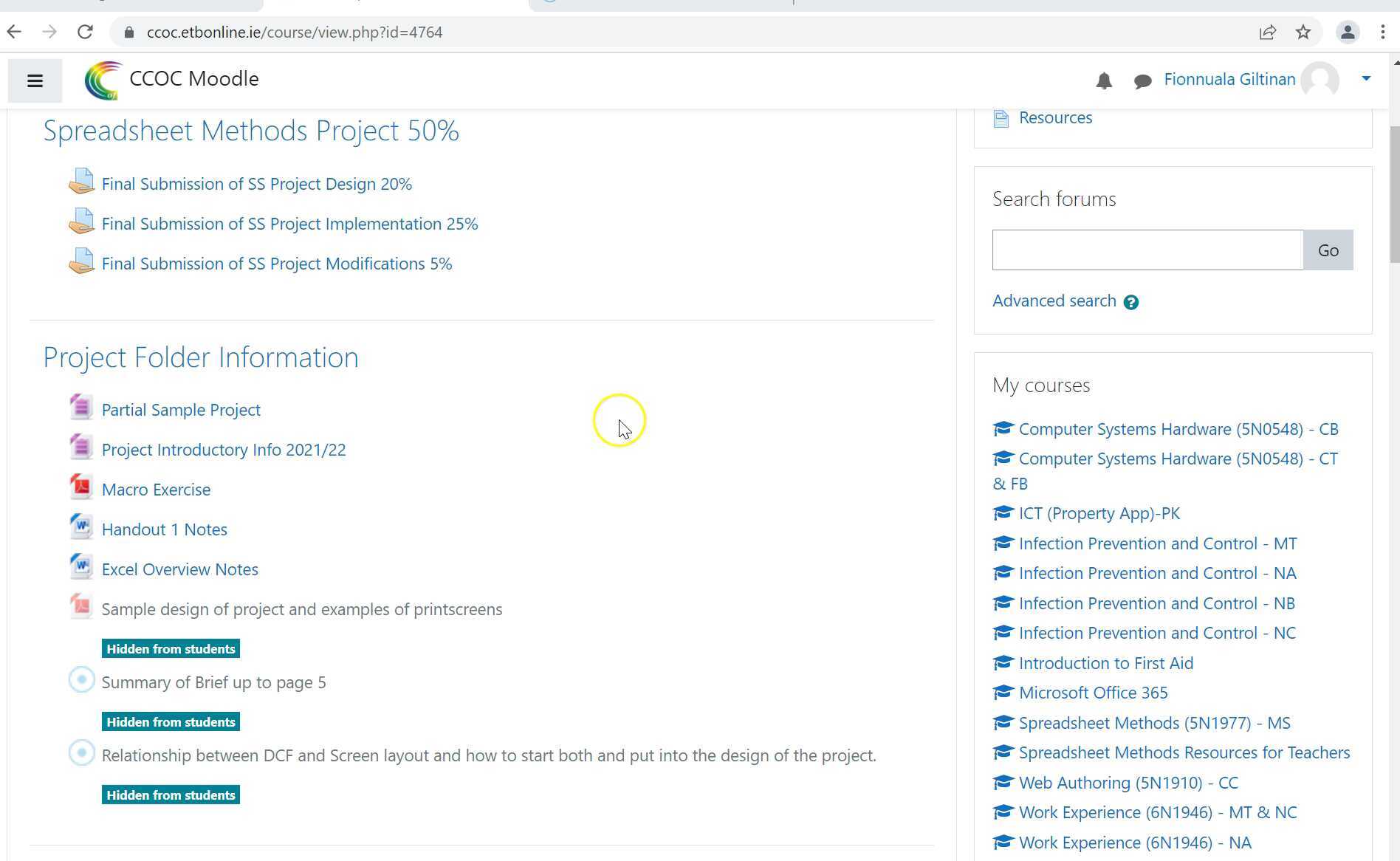 Review of Partial Sample Project on Moodle