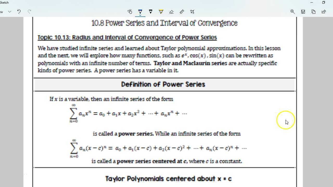 AP Calculus BC Lesson 10.8 Power Series