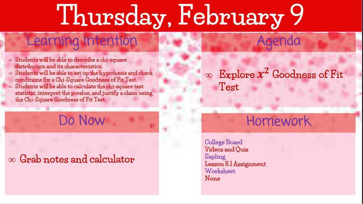 AP Stats Unit 8 Lesson 1 Chi-Square GOF Test